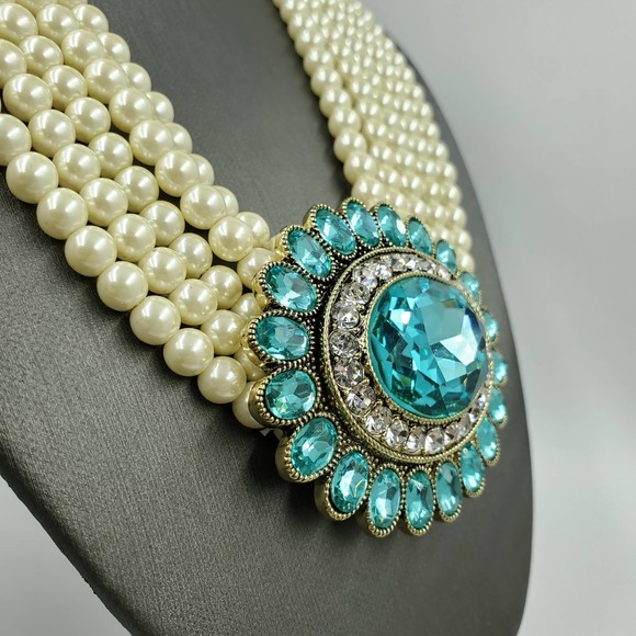 Heidi Daus | Jewelry | Heidi Daus Dazzling Delight 5 Row Aquamarine ...